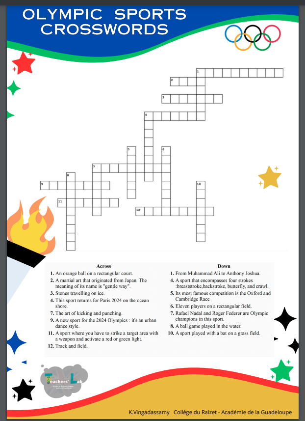 OLYMPIC SPORTS CROSSWORDS | pedagogie.ac-guadeloupe.fr